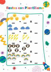 DIBUJOS CON RESTAS Fichas para imprimir y colorear