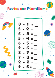 DIBUJOS CON RESTAS Fichas para imprimir y colorear