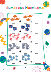 DIBUJOS CON SUMAS Fichas para imprimir y colorear