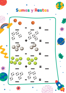 Dibujos con SUMAS Y RESTAS Fichas para imprimir