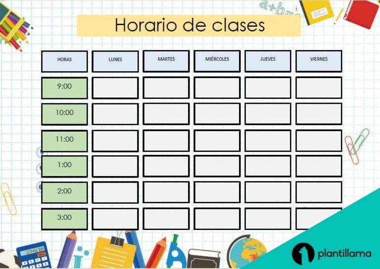 Plantillas de HORARIOS ESCOLARES Gratis en Word y PDF