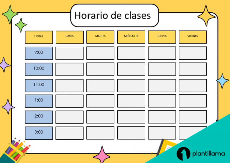 Plantillas de HORARIOS Editables Gratis en Word y PDF