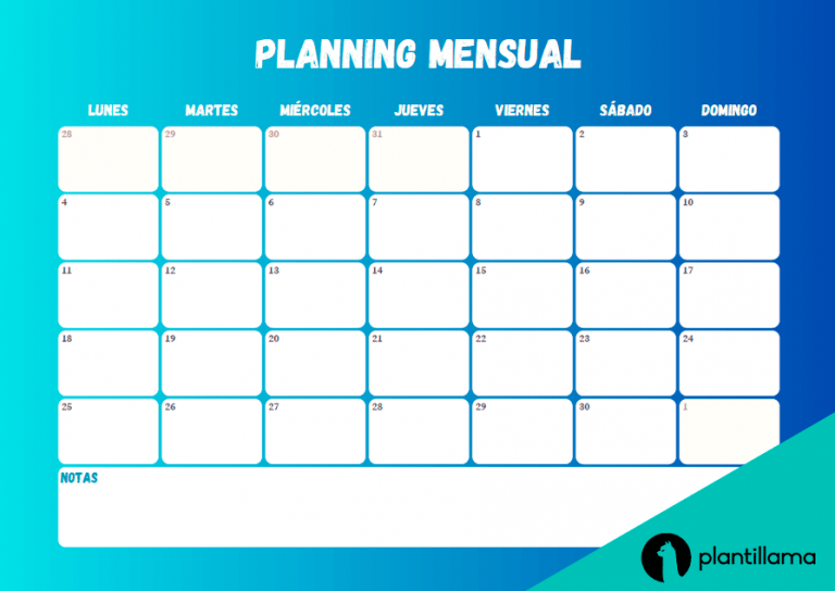 PLANIFICADOR MENSUAL PDF Tu planning [Gratis]