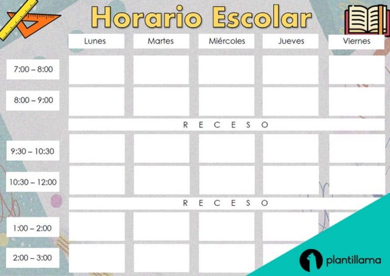 Plantillas de HORARIOS ESCOLARES Gratis en Word y PDF
