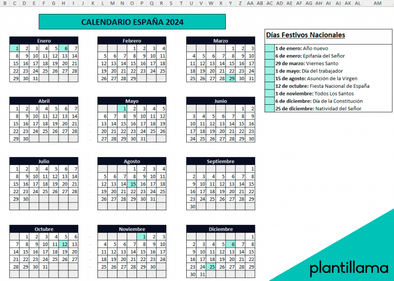 CALENDARIOS LABORALES en Excel [Descargar Gratis]