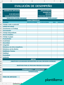 Evaluación de desempeño laboral: Formato EXCEL