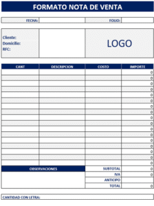 NOTA DE VENTA Formato y Ejemplo a descargar [GRATIS]