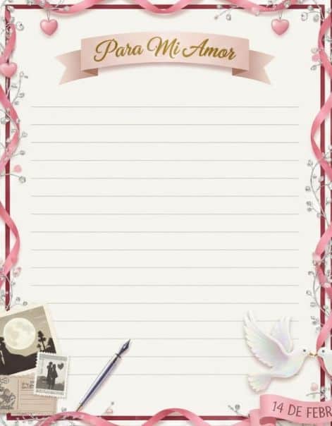 Plantilla CARTA de SAN VALENTÍN Descargar Word Gratis