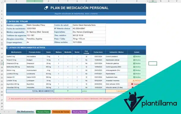 Planillas de Medicamentos Descarga Excel gratis