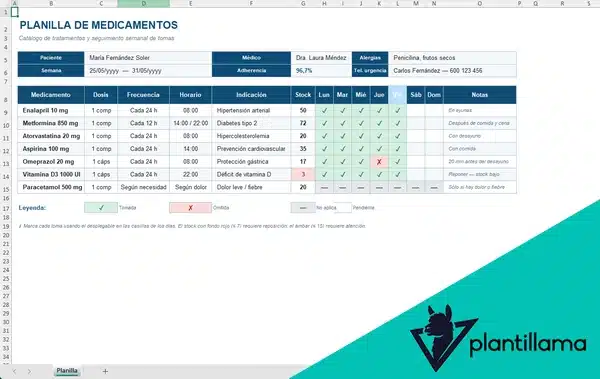 Planillas de Medicamentos Descarga Excel gratis